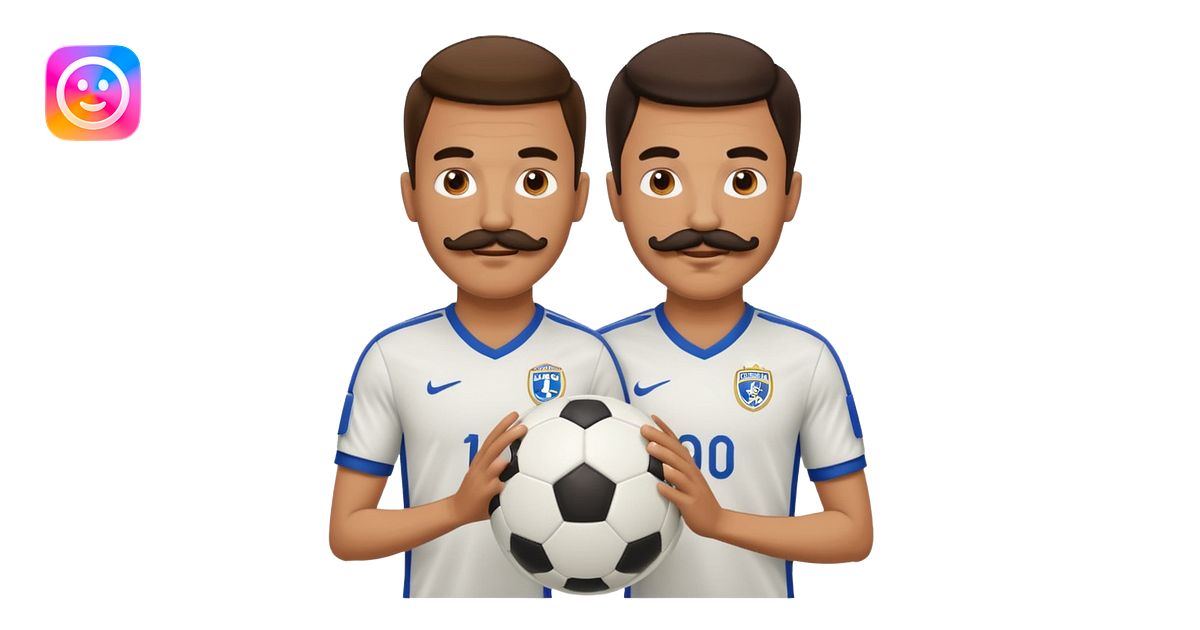 soccer players with mustache holding soccer ball emoji | AI Emoji Generator