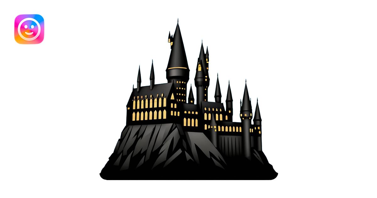 Harry Potter series, Hogwarts castle silhouette with stars, outlined ...