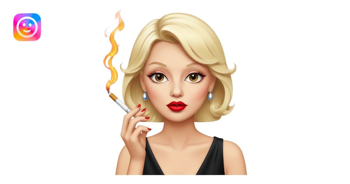 An old blonde diva smoking a cigarette emoji | AI Emoji Generator
