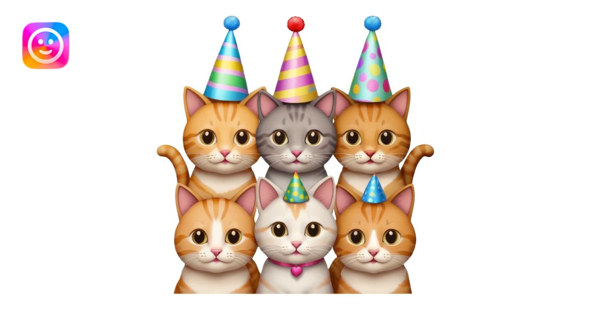 twelve cats at a birthday party emoji | AI Emoji Generator