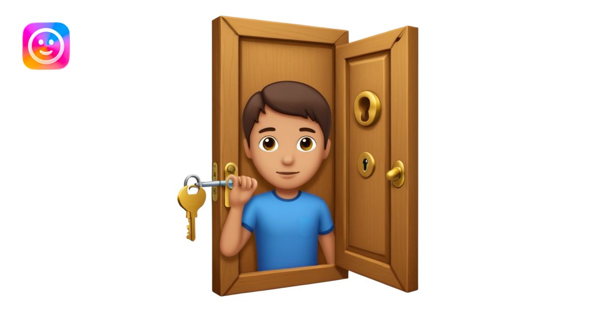 Persona cerrando la puerta con llave emoji | AI Emoji Generator