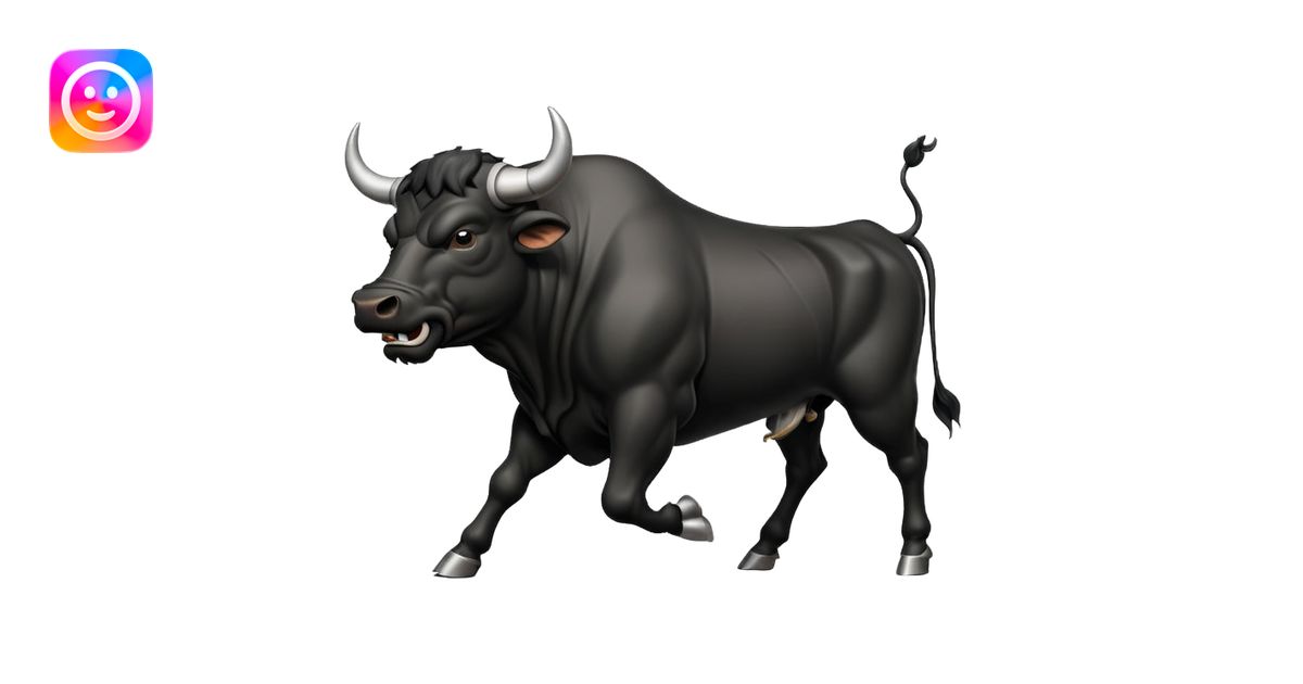 angry running black bull side view with steam from nostrils emoji | AI ...