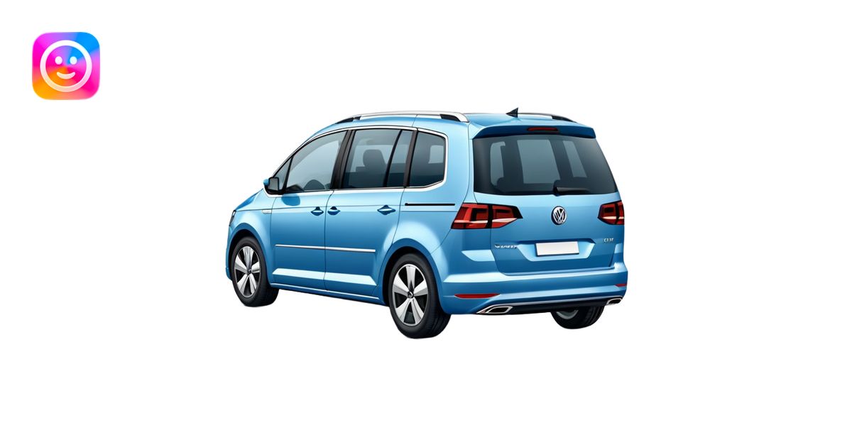 Blue Volkswagen Touran minivan from front angle emoji | AI Emoji Generator