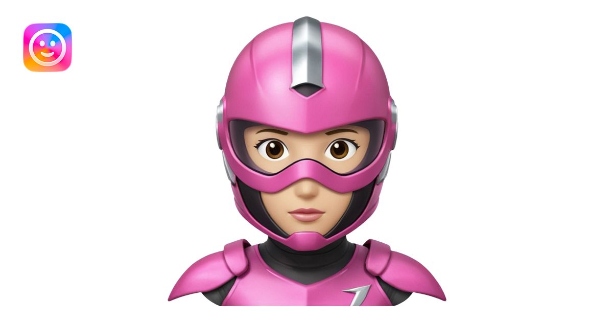 Pink ranger with face covered helmet emoji | AI Emoji Generator