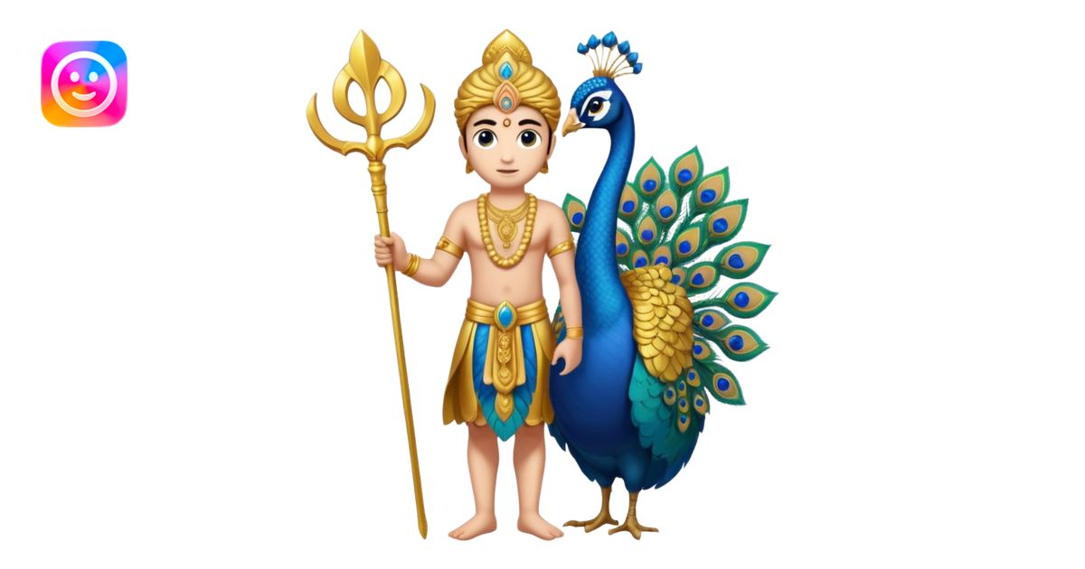 Give Lord murugan with blue peacock and vel staff as keypad emoji give ...
