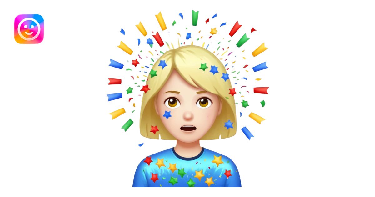 Expresión de molestia con rayos que explotan y llena de confeti emoji ...