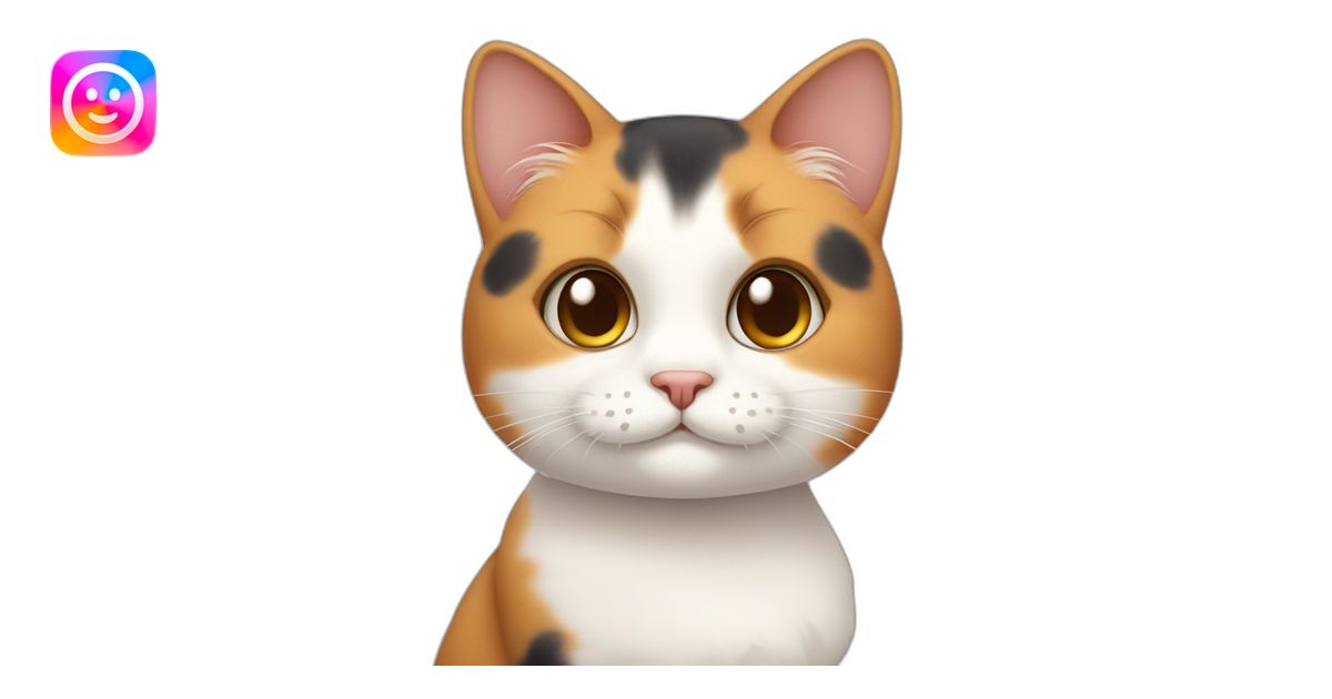 cute calico cat with chubby cheeks emoji | AI Emoji Generator