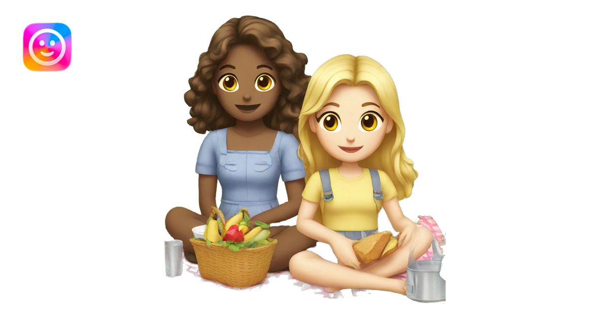 3 Girls picnic emoji | AI Emoji Generator