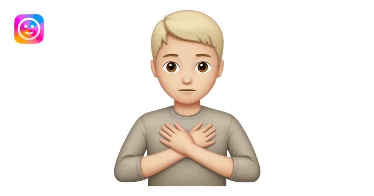 A person crosses their arms over their chest, forming a cross. emoji ...