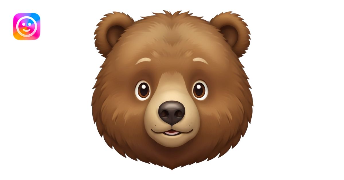 Cute Russian brown bear head, friendly expression, front view emoji ...