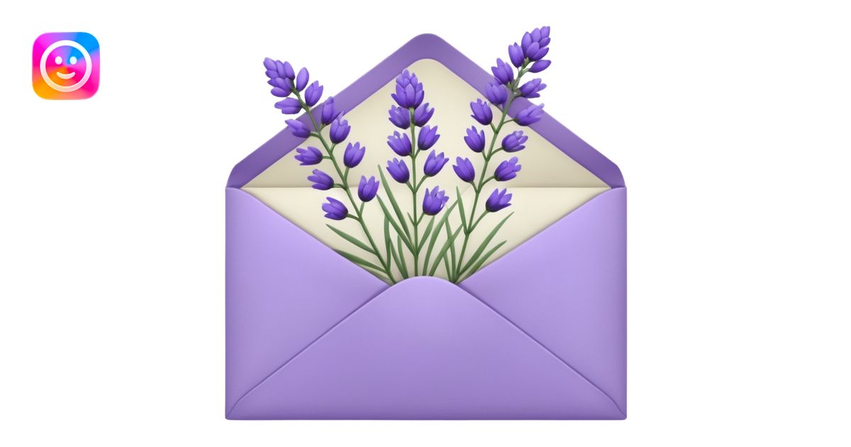 Lavender envelope with flowers inside emoji | AI Emoji Generator