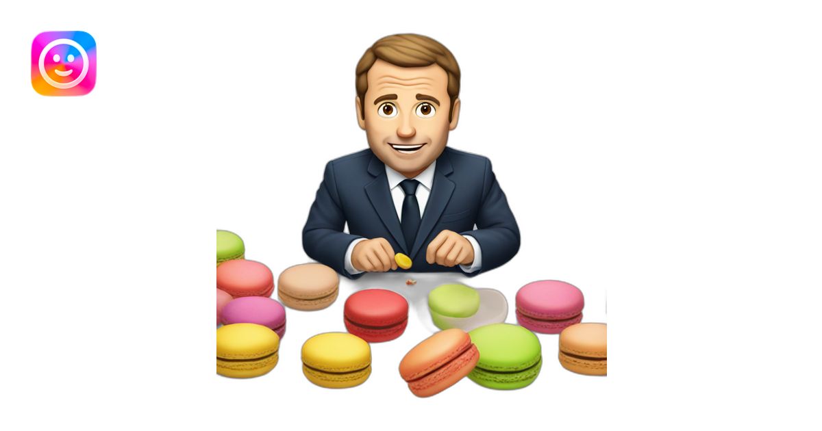 Macron qui mange des macaron emoji | AI Emoji Generator