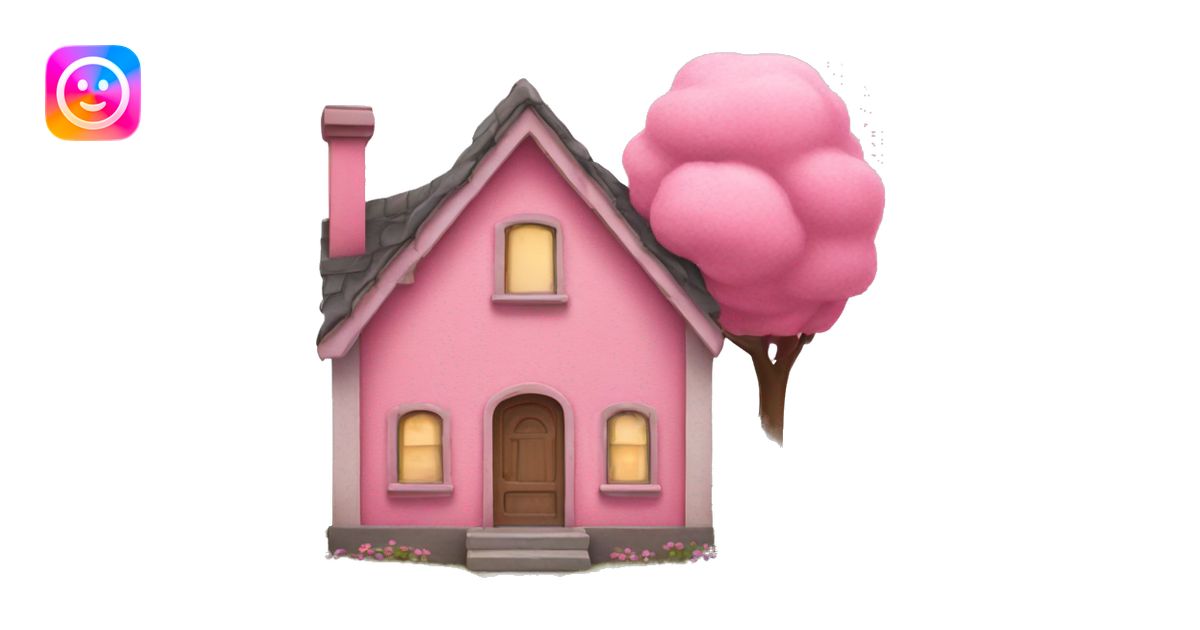 Cute little pink house emoji | AI Emoji Generator