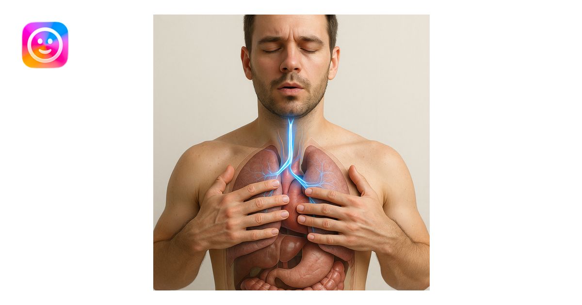 realistic 4K image of a man improving his vagus nerve through breathing ...