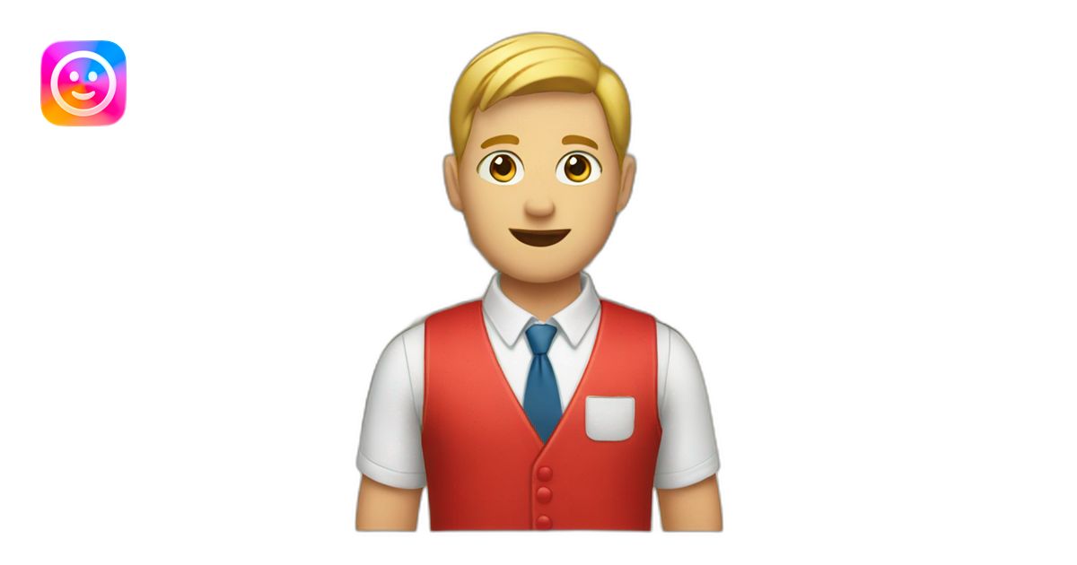 a supermarket assistant in a red waistcoat. emoji | AI Emoji Generator
