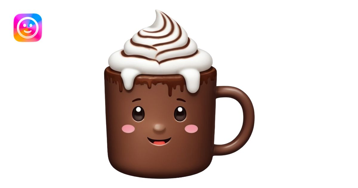 A cute Christ hot chocolate with marshmallows emoji | AI Emoji Generator