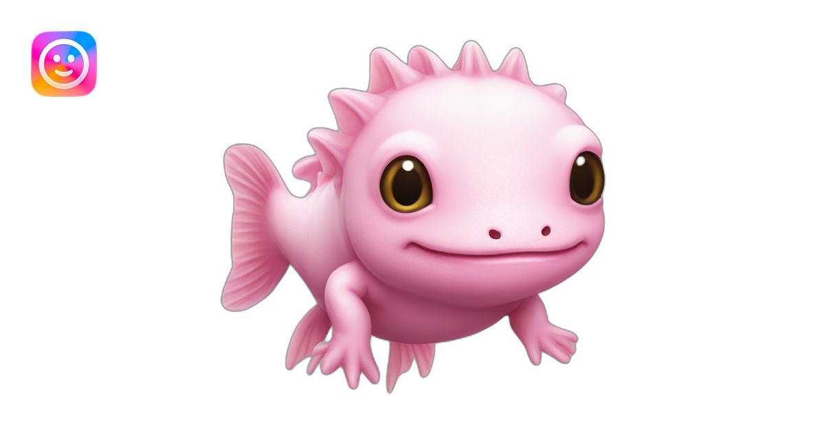Pink axolotl cute face emoji | AI Emoji Generator