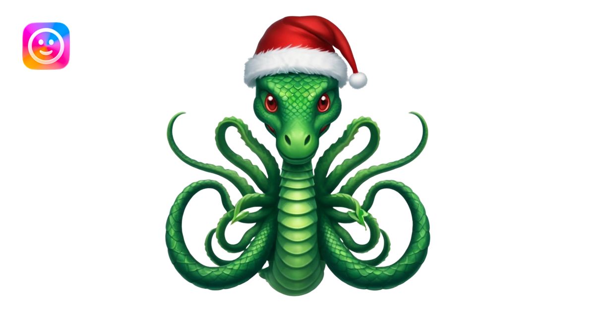 hydra, christmas hat,Seven heads emoji | AI Emoji Generator