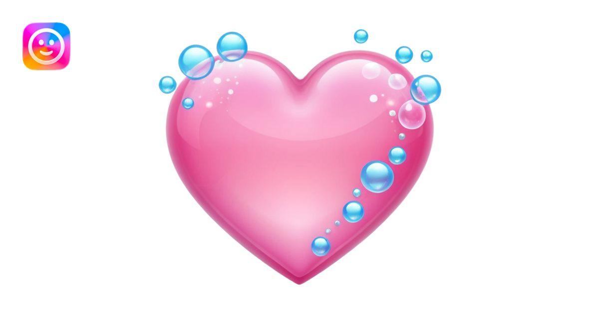 Pink heart with bubbles around it emoji | AI Emoji Generator