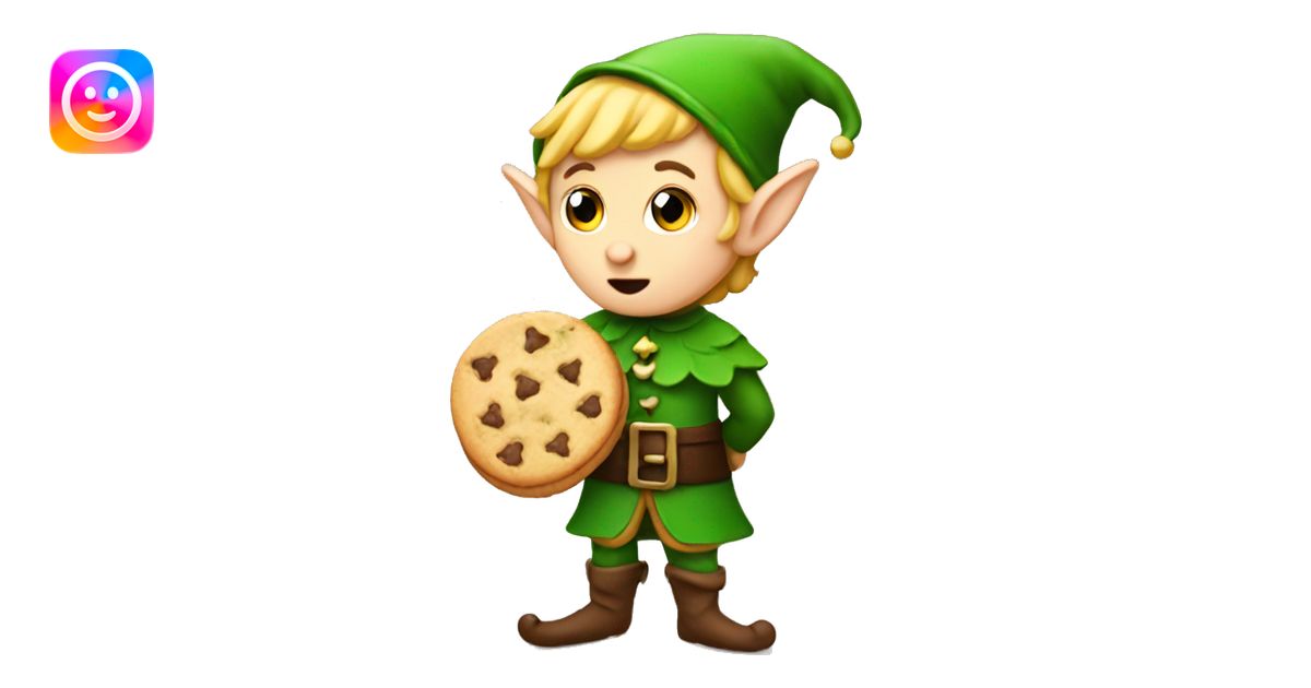 Elf eating a cookie emoji | AI Emoji Generator