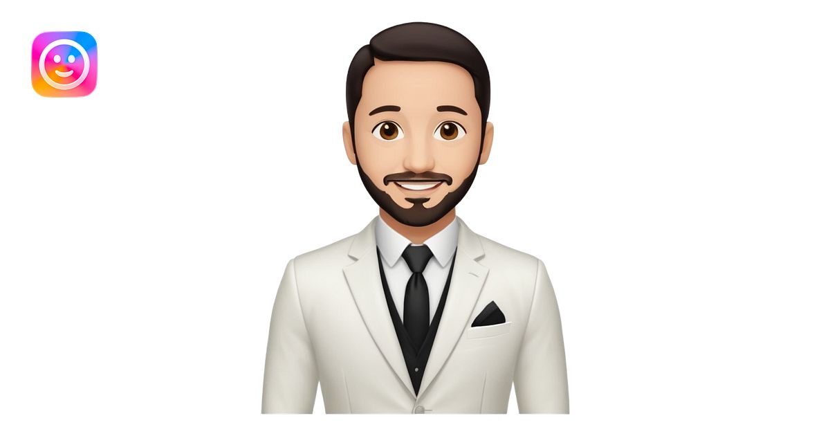 AJ McLean with white suit, dark brown hair emoji | AI Emoji Generator