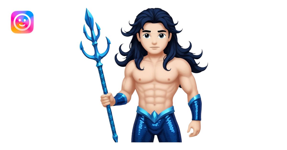 Neptune, God of Sea from Gods and Goddesses with long jet black hair ...