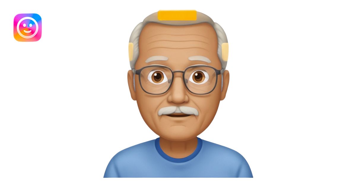 70 year old man with goatee and thin hairline emoji | AI Emoji Generator