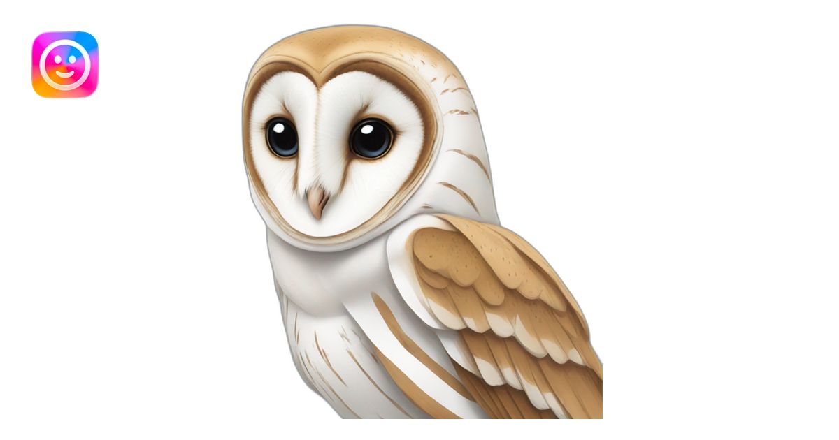 Barn Owl with bright blue and white stripes emoji | AI Emoji Generator