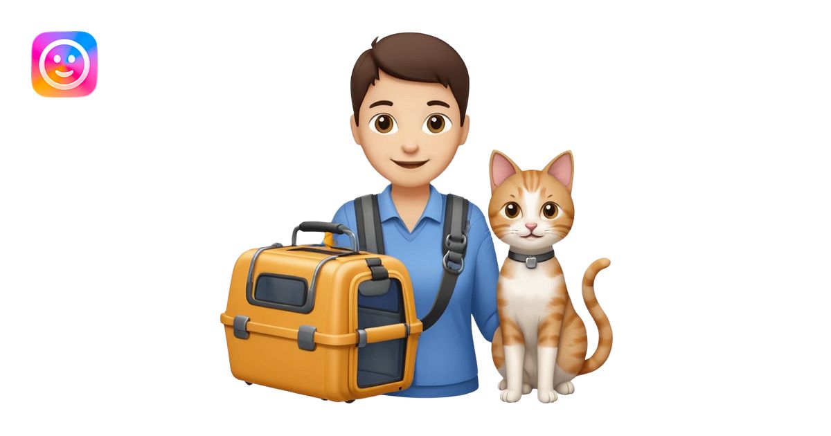 Walker + cat in carrier, Pet Walkers. emoji | AI Emoji Generator