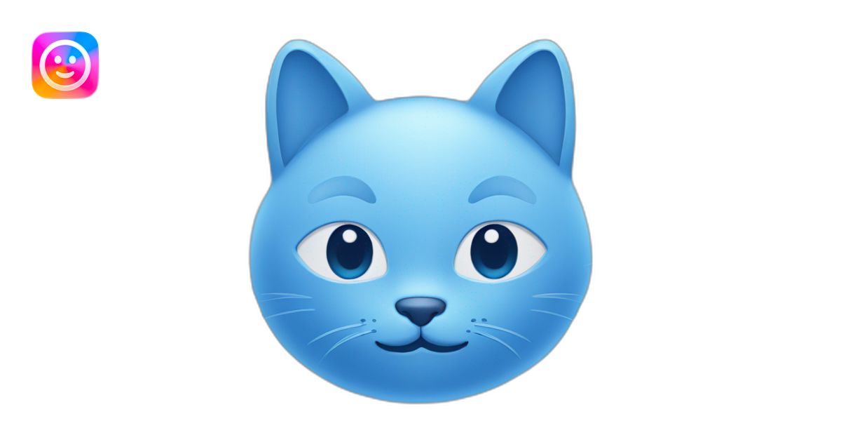 Blue simplistic sketch of a cute cat face emoji | AI Emoji Generator