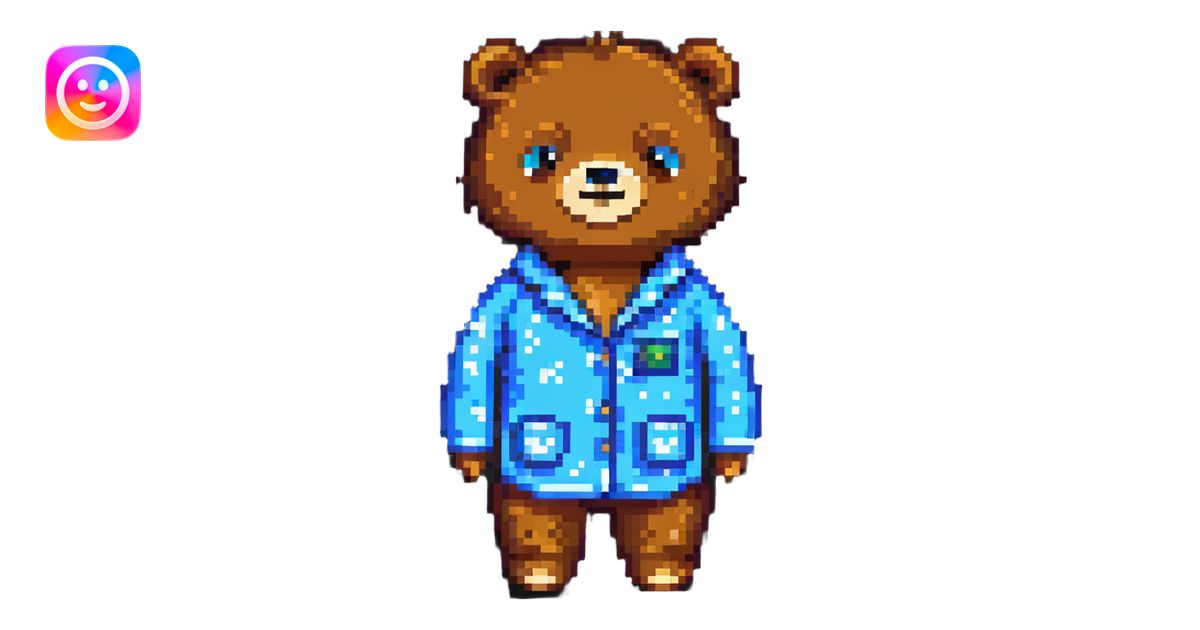 bear in pajamas pixel art illustration | AI Emoji Generator