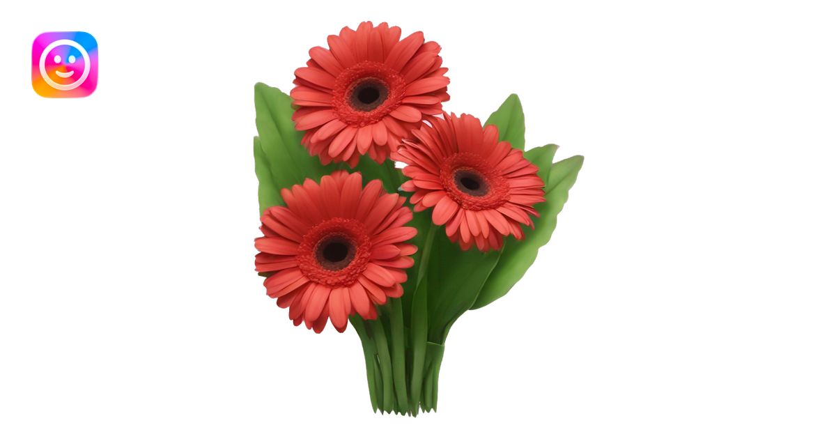 Three gerbera in a bouquet emoji | AI Emoji Generator