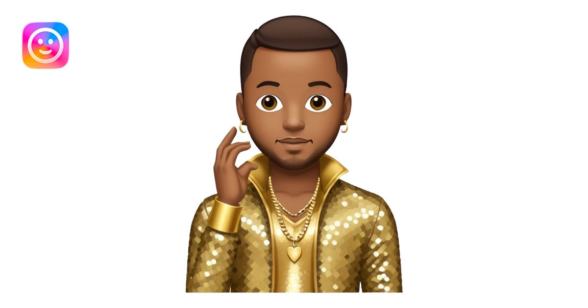 Pleasure P, R&B Singer from Pretty Ricky with dark brown hair, gold sequin outfit emoji | AI ...