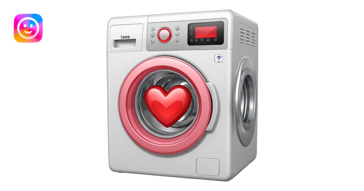 The washing machine inside the heart emoji | AI Emoji Generator