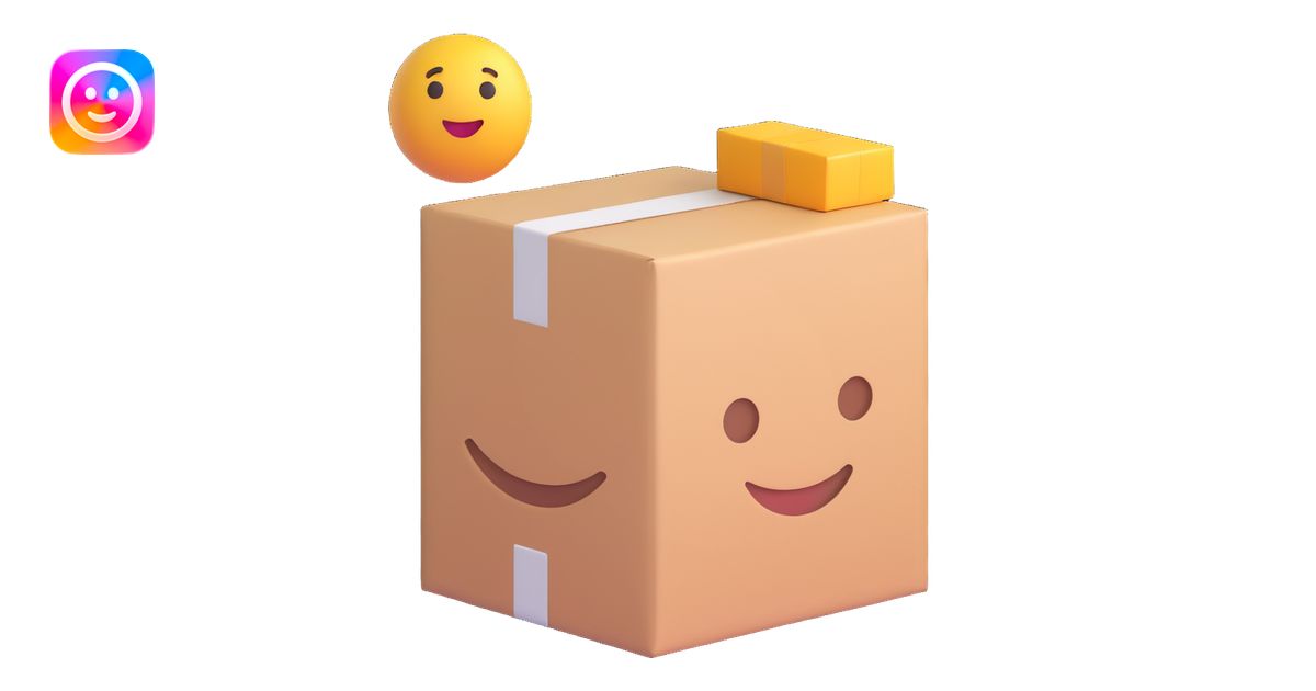 e-commerce emoji, high fidelity, smooth edges, delivery box emoji | AI ...