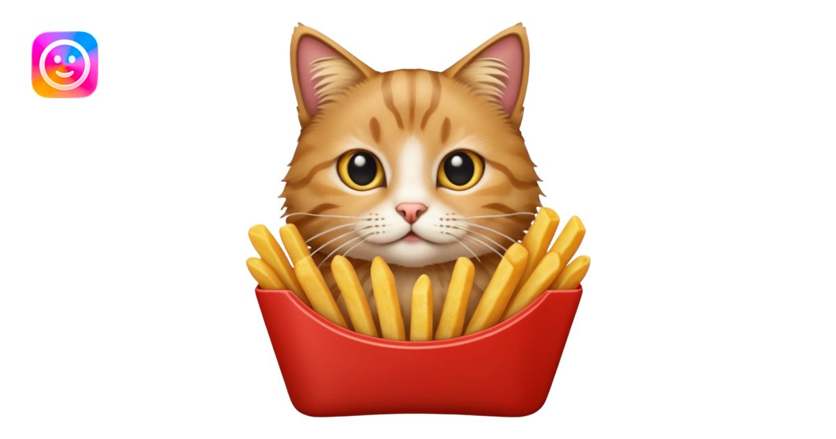 the animal Floppa eating french fries emoji | AI Emoji Generator