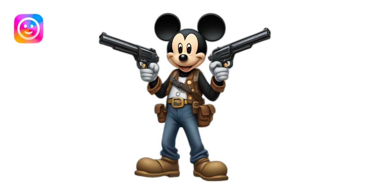 mickey mouse with two guns emoji | AI Emoji Generator