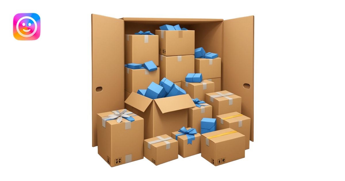 Generate a realistic emoji-style of a overfilled storage room where the ...