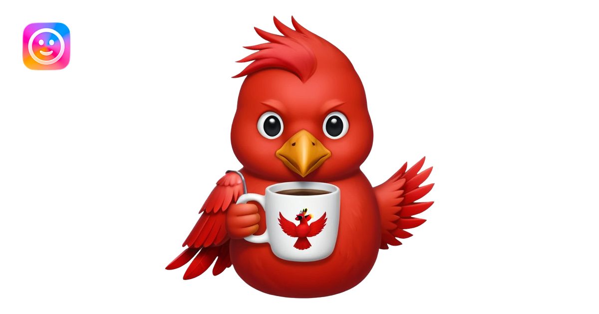cardinal bird with a cup of coffee emoji | AI Emoji Generator