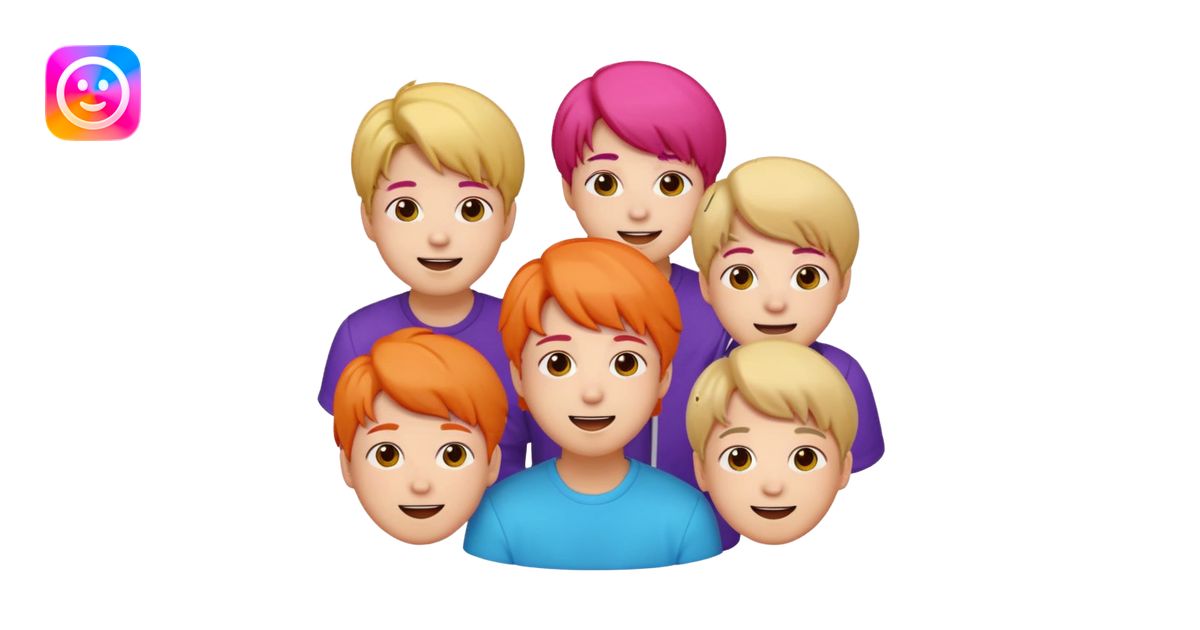 BTS group emoji featuring all seven members together, group pose ...