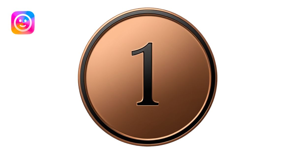 Emoji icon of a black coin with engraved number 1, minimalist style ...