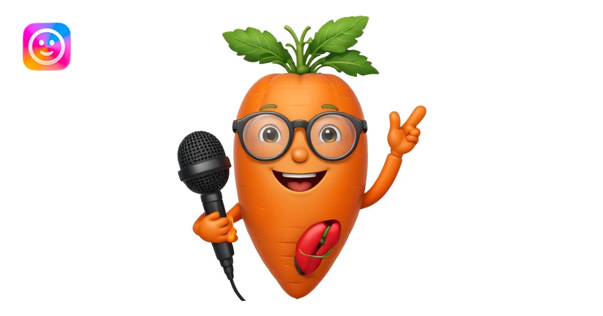 singing carrot wearing glasses with microphone emoji | AI Emoji Generator