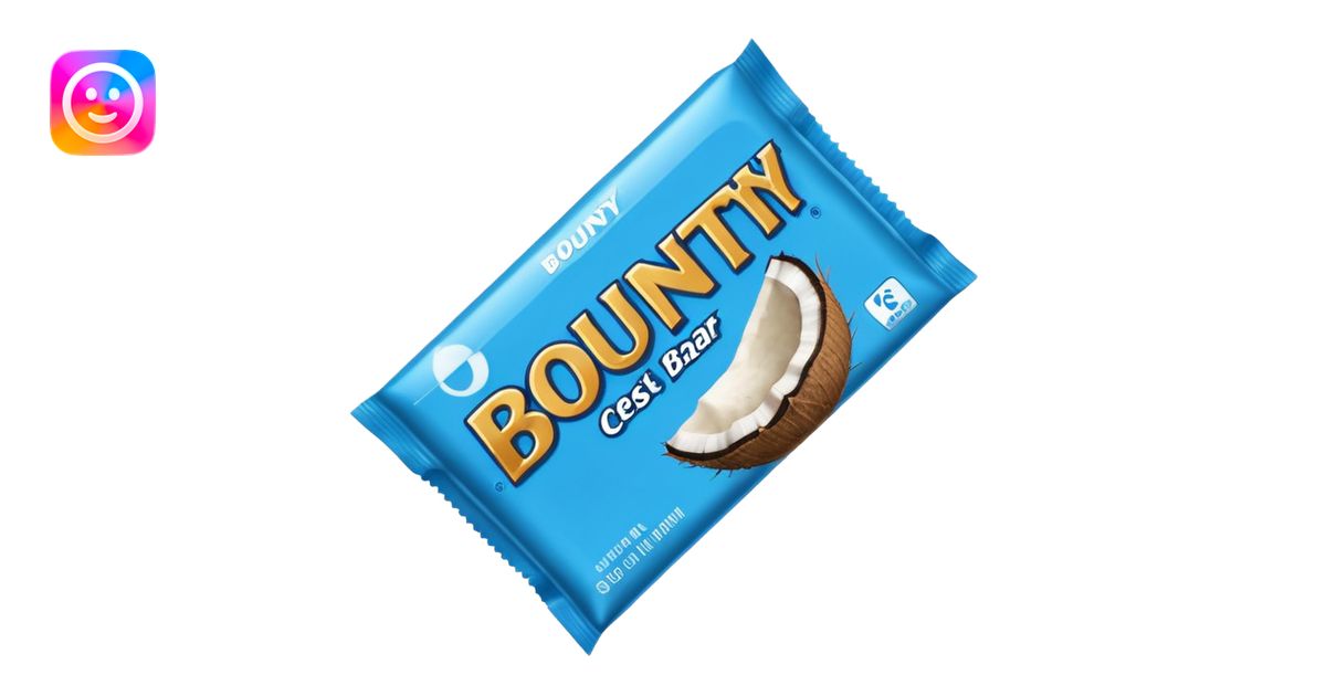 "Draw a Bounty bar in its blue wrapper with white coconut logo." emoji ...