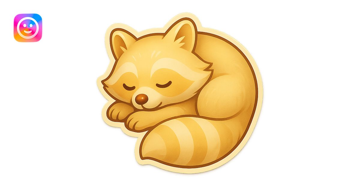 Very Light Blonde raccoon sleeping 2d digital art semi realistic ...