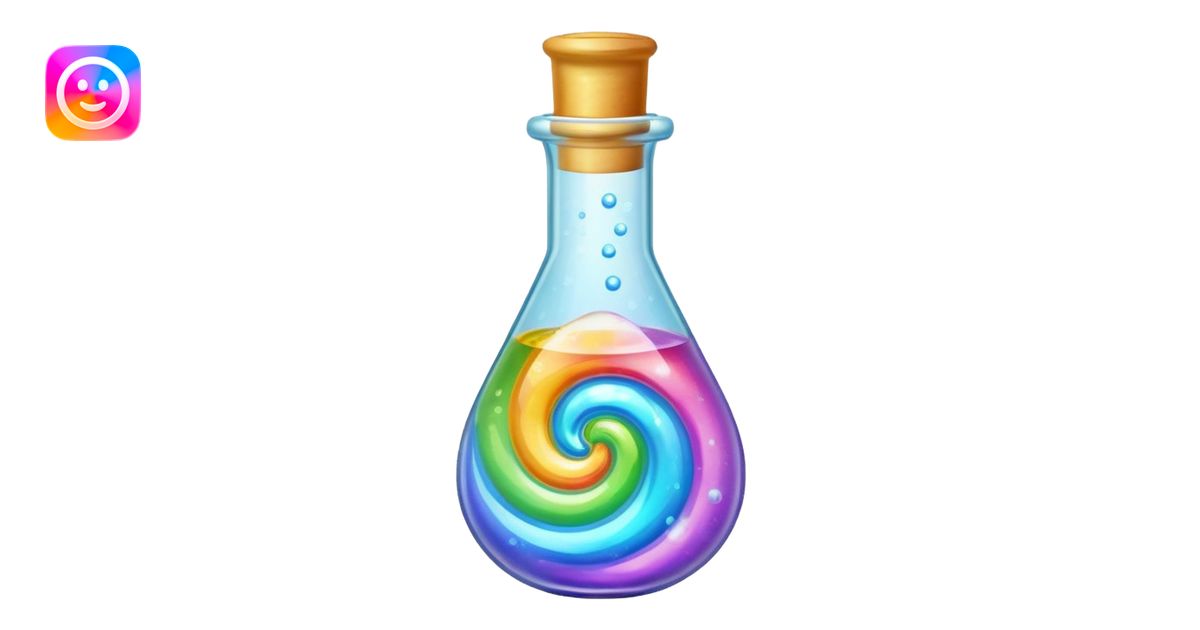 Potion – Glass vial filled with bubbling colored liquid emoji | AI ...