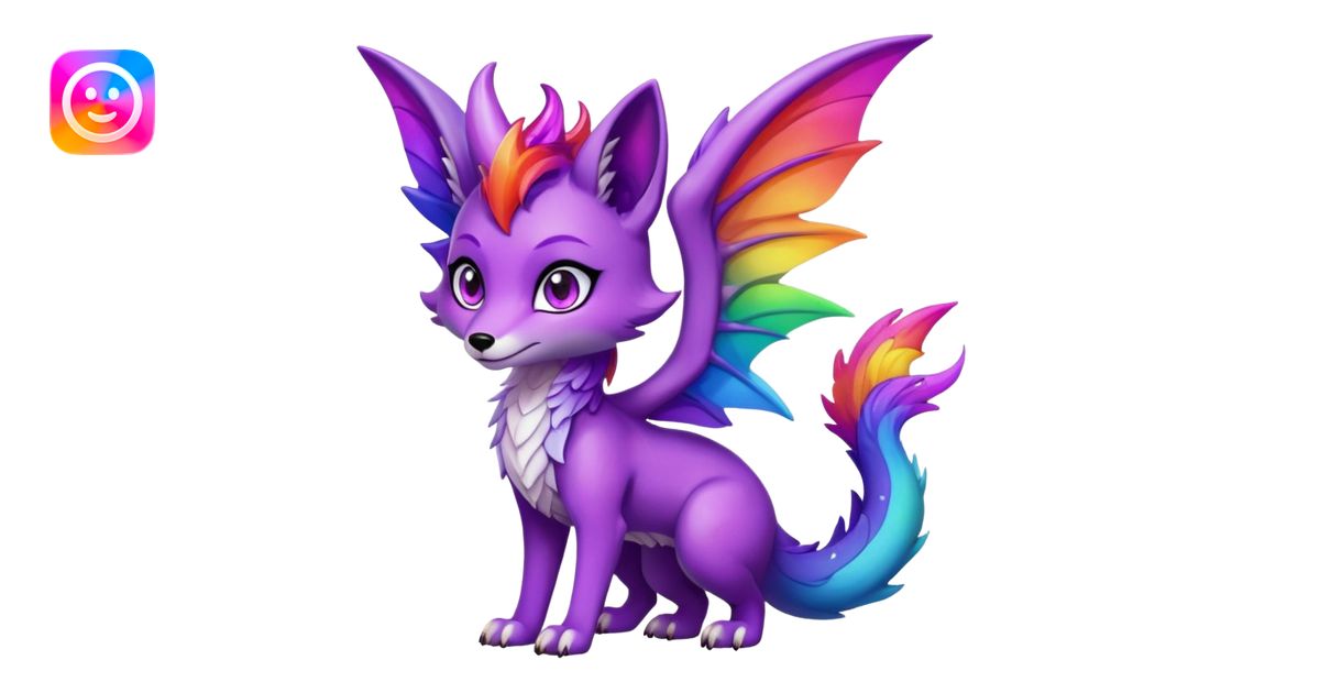Black Cartoon female Fox dragon hybrid purple eyes with wings face ...