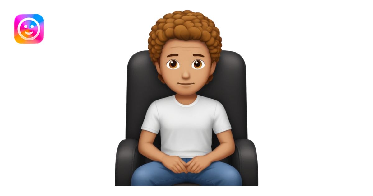 man with coily chairs emoji | AI Emoji Generator