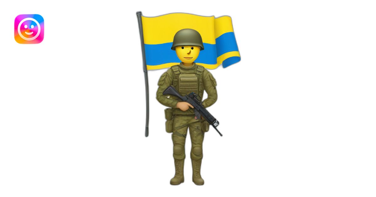 Soldier with Ukrainian flag emoji | AI Emoji Generator
