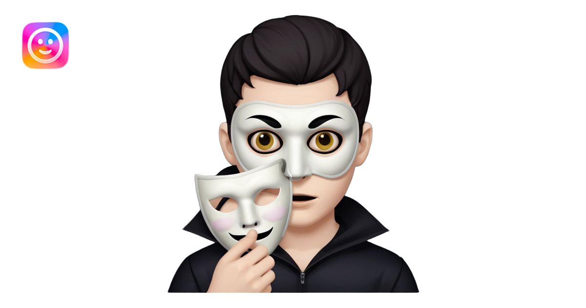 guy holding mask but his face is creepy emoji | AI Emoji Generator