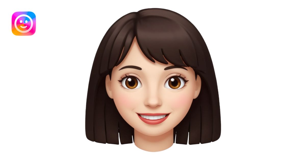Simple White smiling women with a dark brown fringe emoji | AI Emoji ...